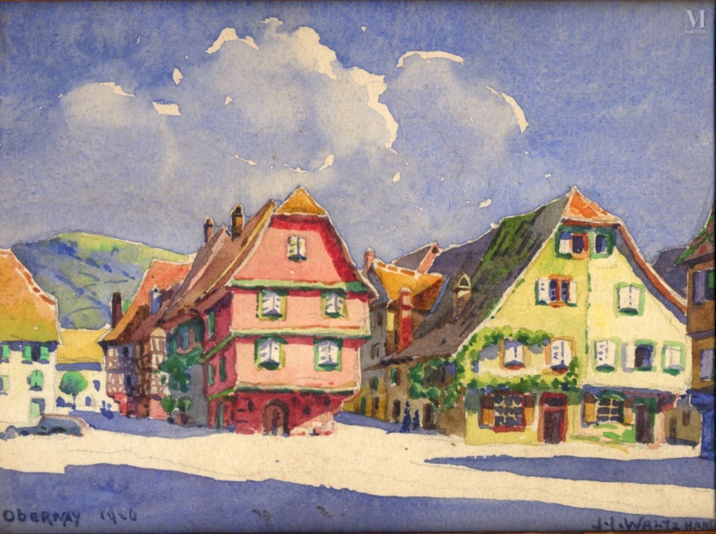 Jean Jacques Waltz | Vue de la maison rose à Obernai (1924) | MutualArt
