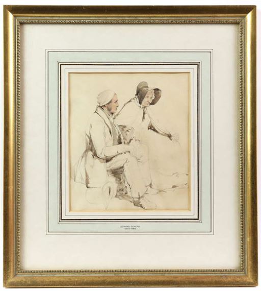 Edward Duncan | Study of two figures seated on a Quay side | MutualArt