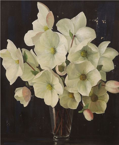 Elizabeth Rouviere | Still life of flowers in a glass vase | MutualArt