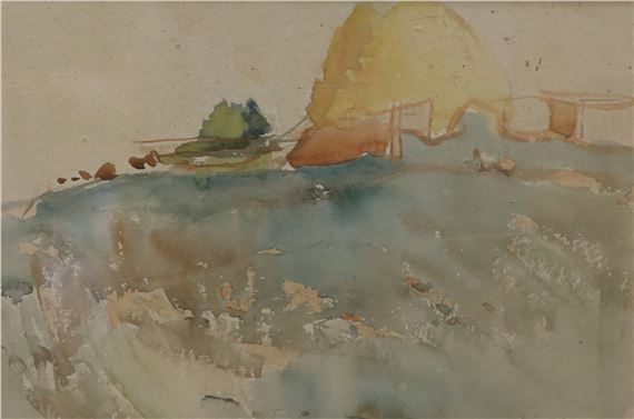 Robert Purves Flint | Field and haystack | MutualArt