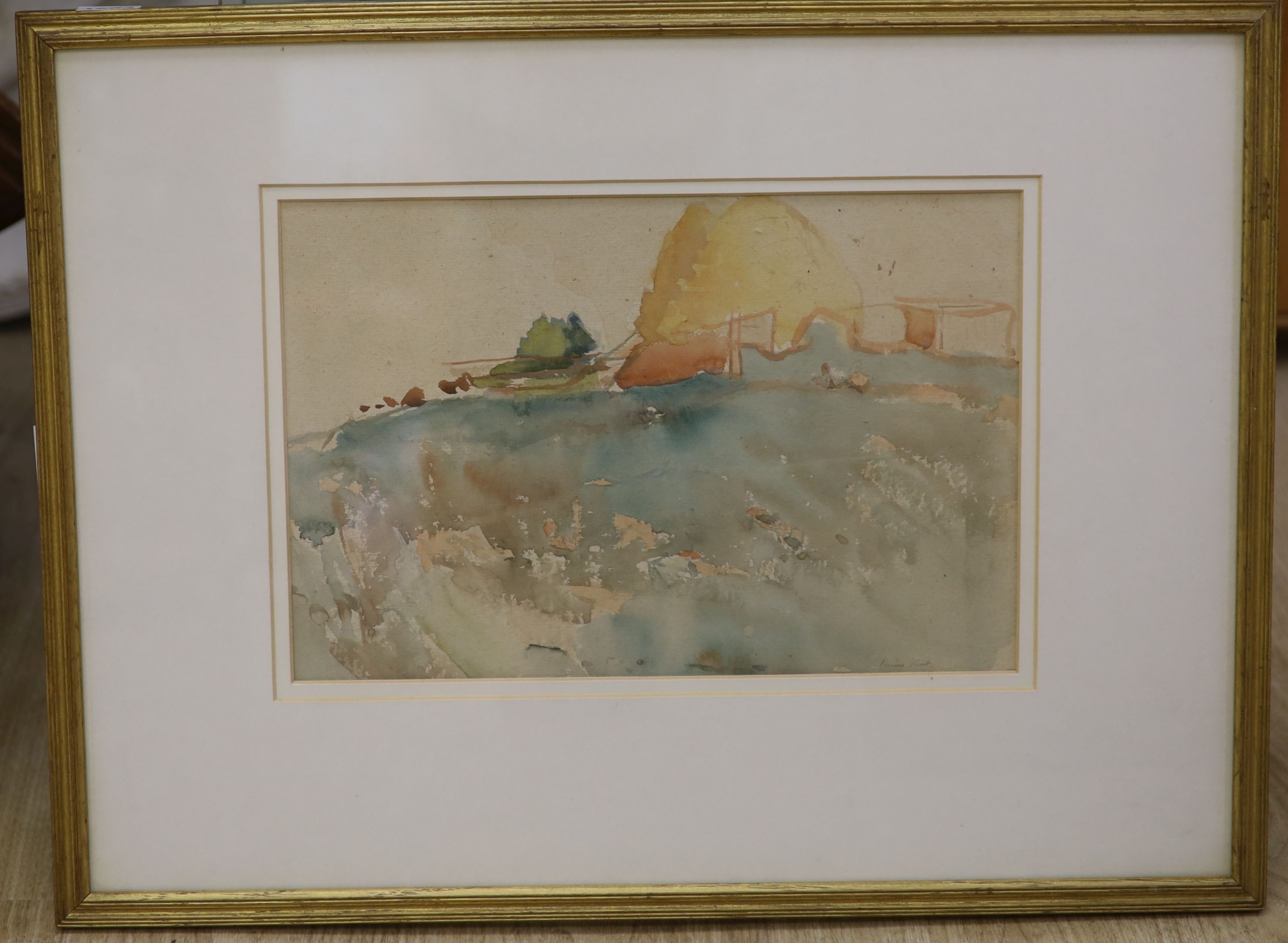 Robert Purves Flint | Field and haystack | MutualArt