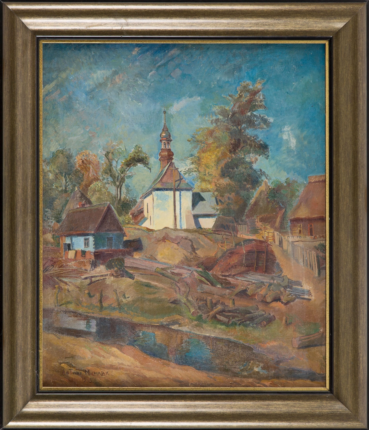 Antoni Michalak | Pejzaż z wiejskim kościółkiem (1943) | MutualArt