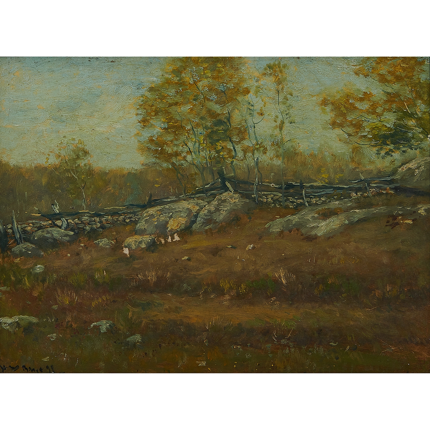 Henry Ward Ranger | Rural Fenceline Landscape (Circa 1899) | MutualArt