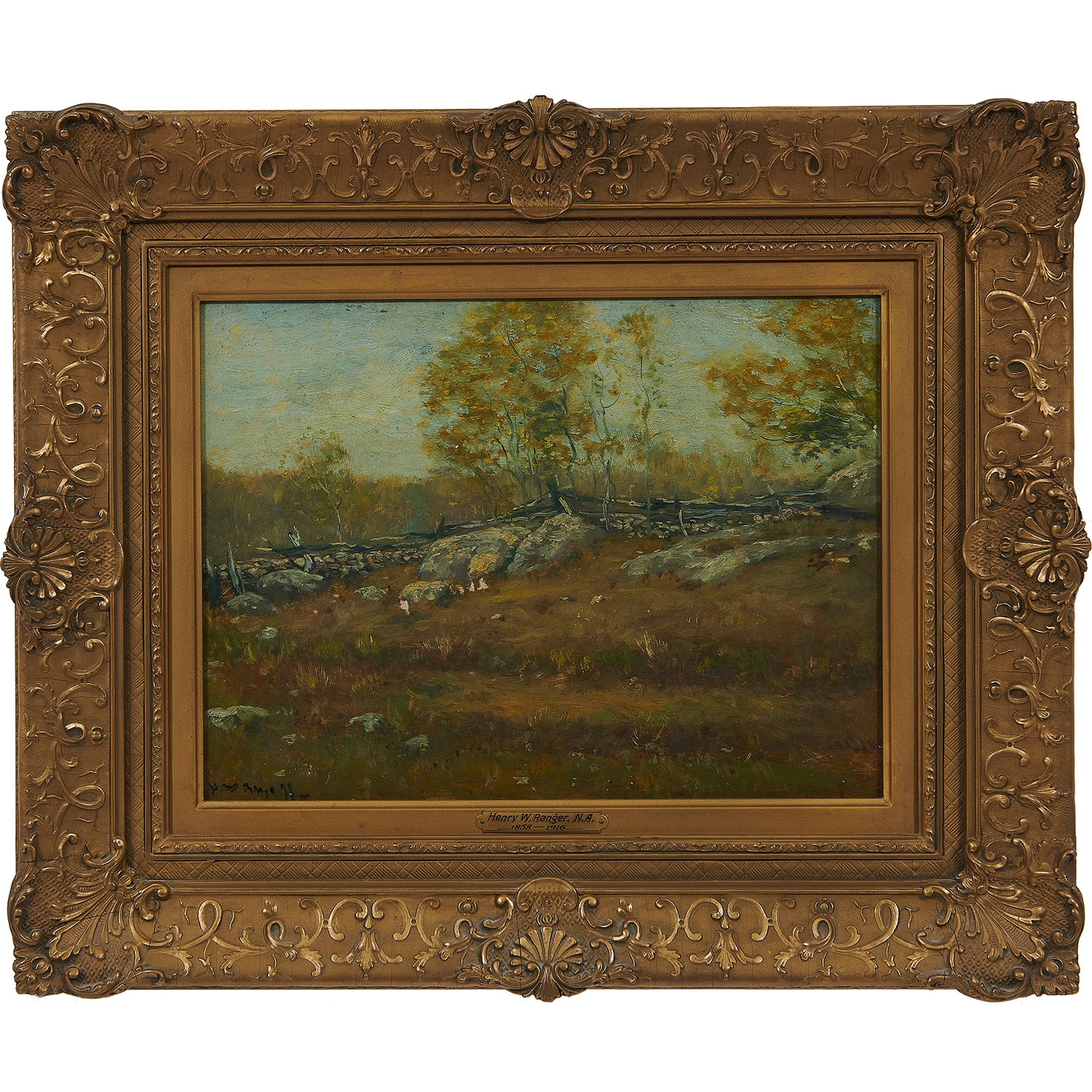 Henry Ward Ranger | Rural Fenceline Landscape (Circa 1899) | MutualArt