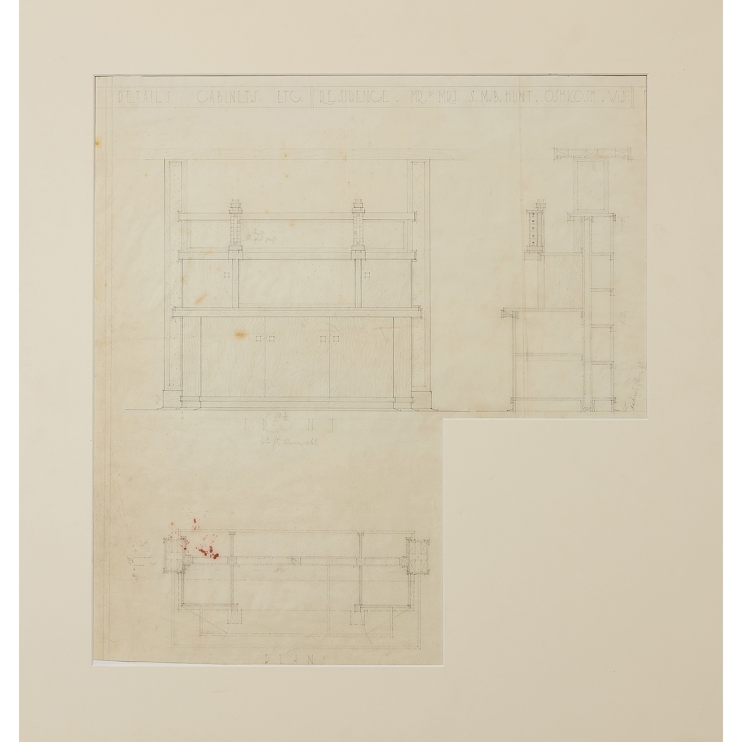 Frank Lloyd Wright | detailed drawing of dining room cabinet (1917 ...