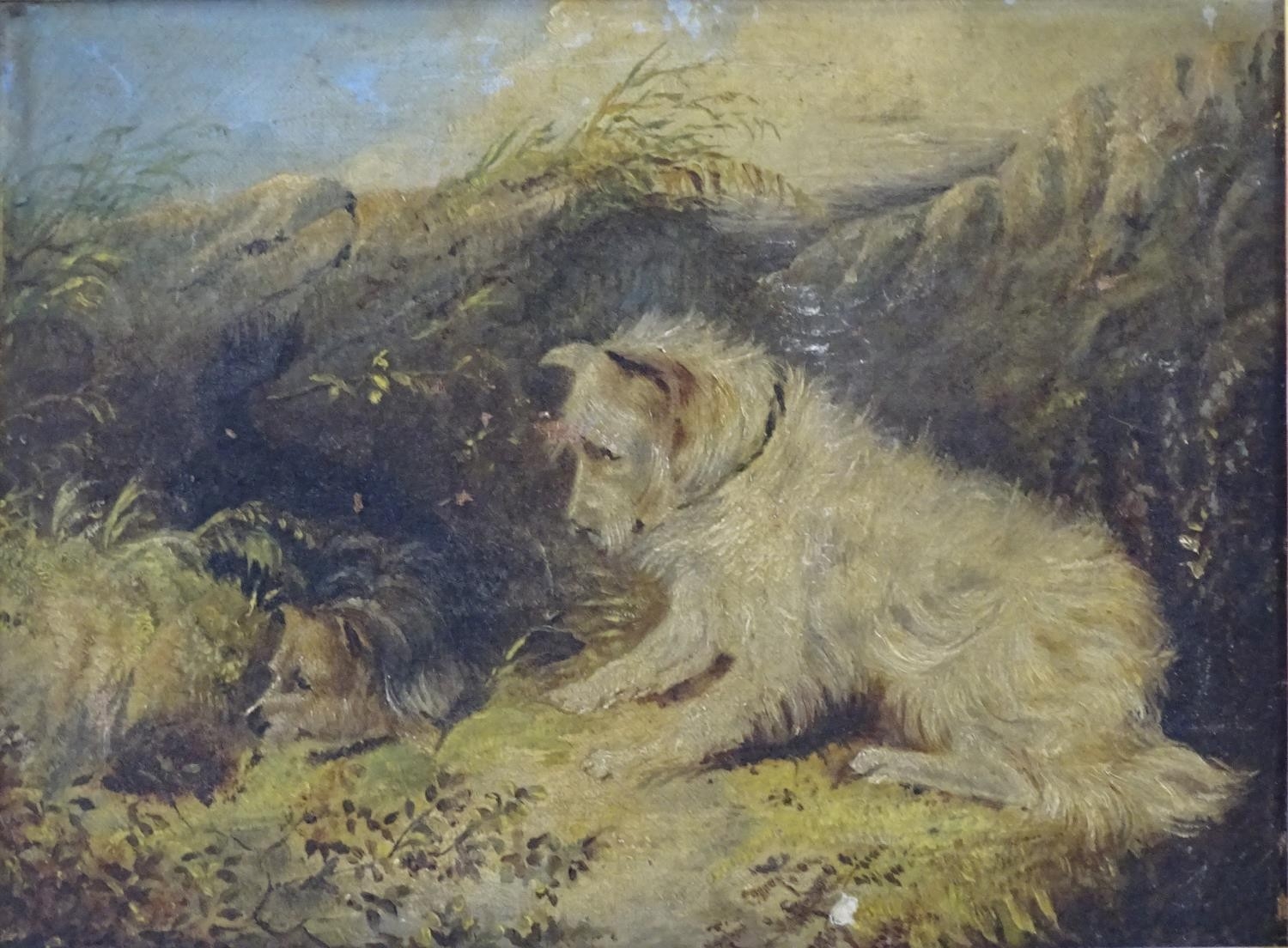 Edward Armfield | Terrier dogs at a rabbit burrow | MutualArt