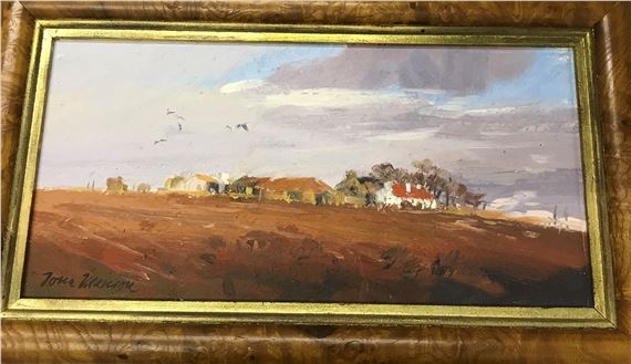 Tom Manson | Farmstead in Autumn; Farm cottage with sheep and washing ...