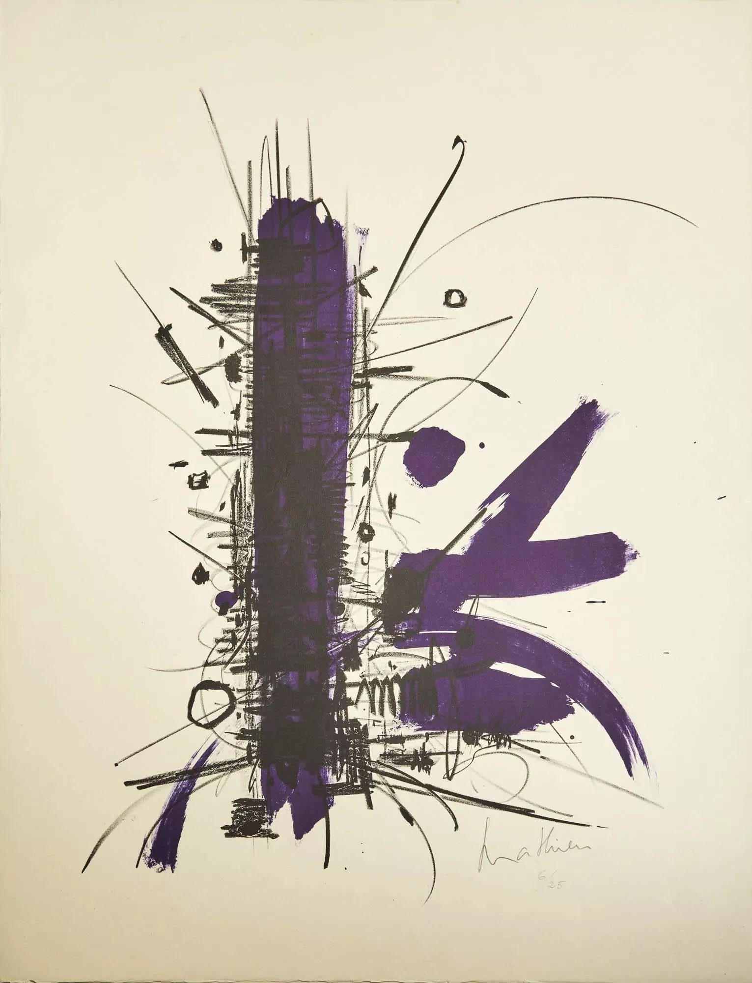 Georges Mathieu | Composition en noir et violet | MutualArt