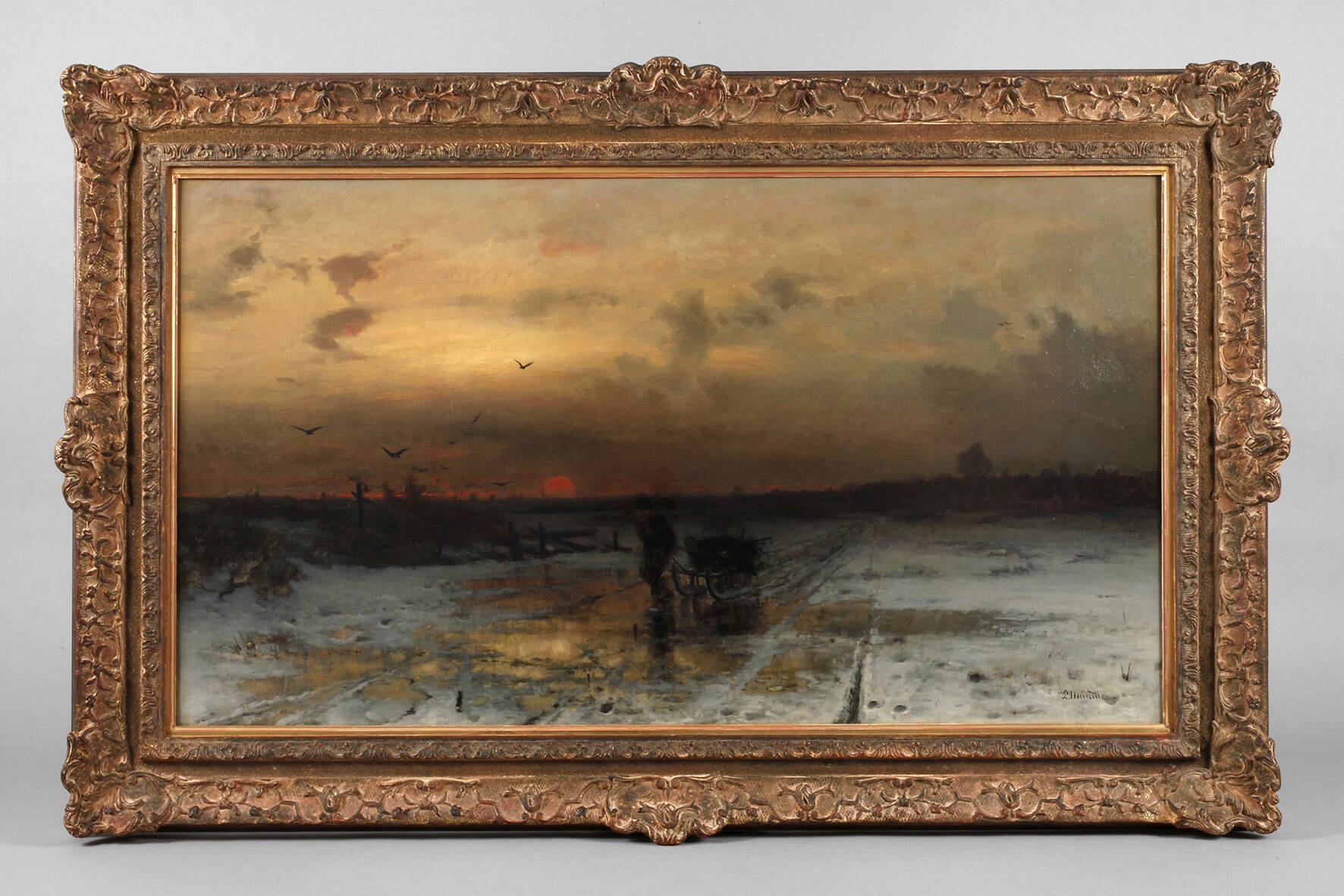 Ludwig Munthe | WINTER LANDSCAPE WITH SKATING CHILDREN | MutualArt
