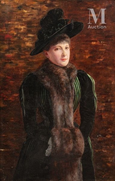 French School, 19th Century | Portrait de dame à la fourrure (1890 ...