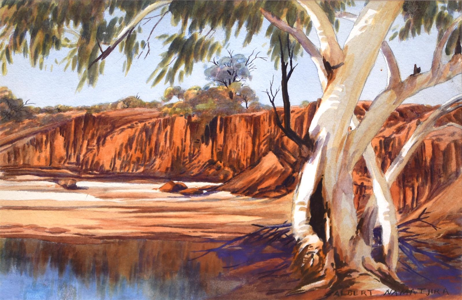 Albert Namatjira | DESERT LANDSCAPE WESTERN MACDONNELL RANGES (Circa ...