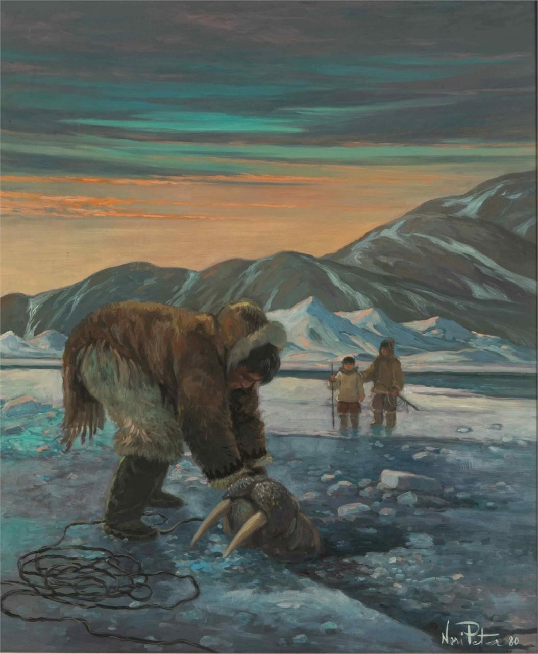 Nori Peter | Inuit Boy and Dog | MutualArt