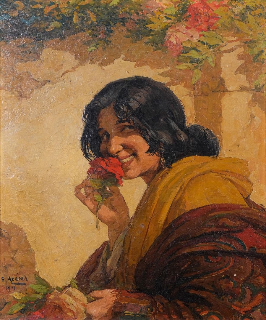 Ernest Azema | L’andalouse à la rose (1911) | MutualArt