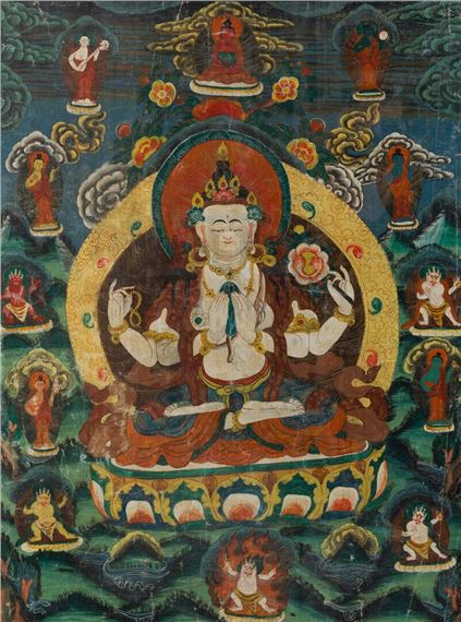 Tibetan School, 20th Century | Thangka decorated with Cundi bodhisattva ...