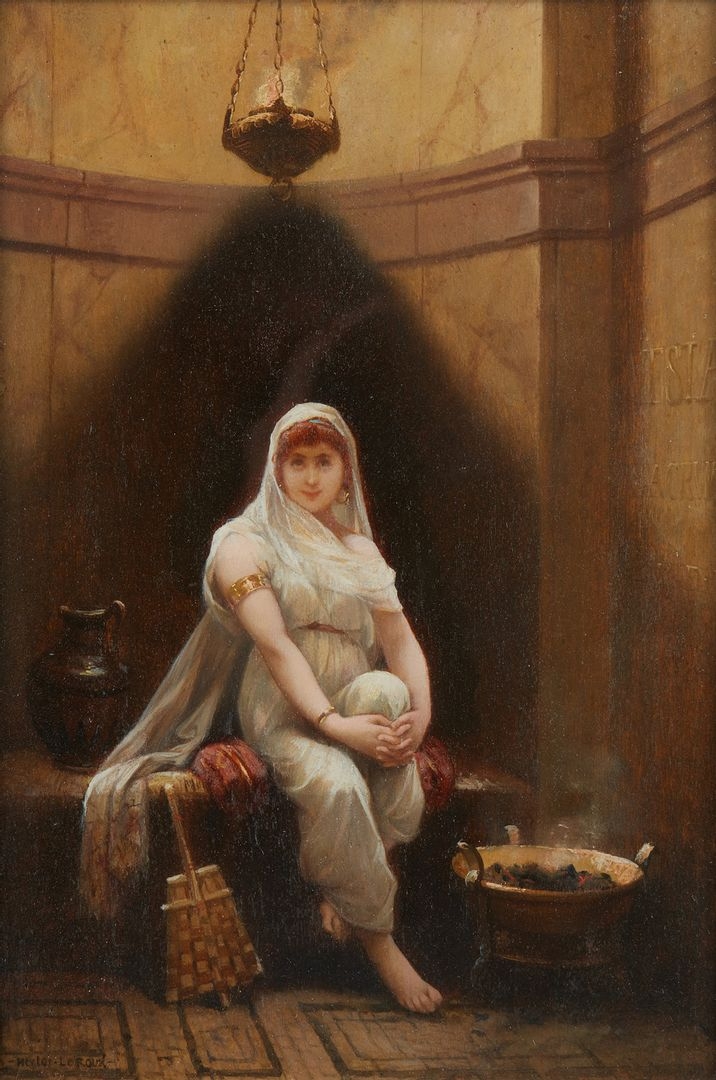 Louis Hector Leroux | Vestal guarding the sacred fire | MutualArt