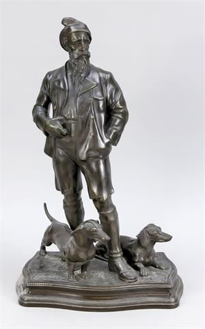 A. Pieper | Bavarian hunter with 2 dachshunds on a curved plinth (Circa ...