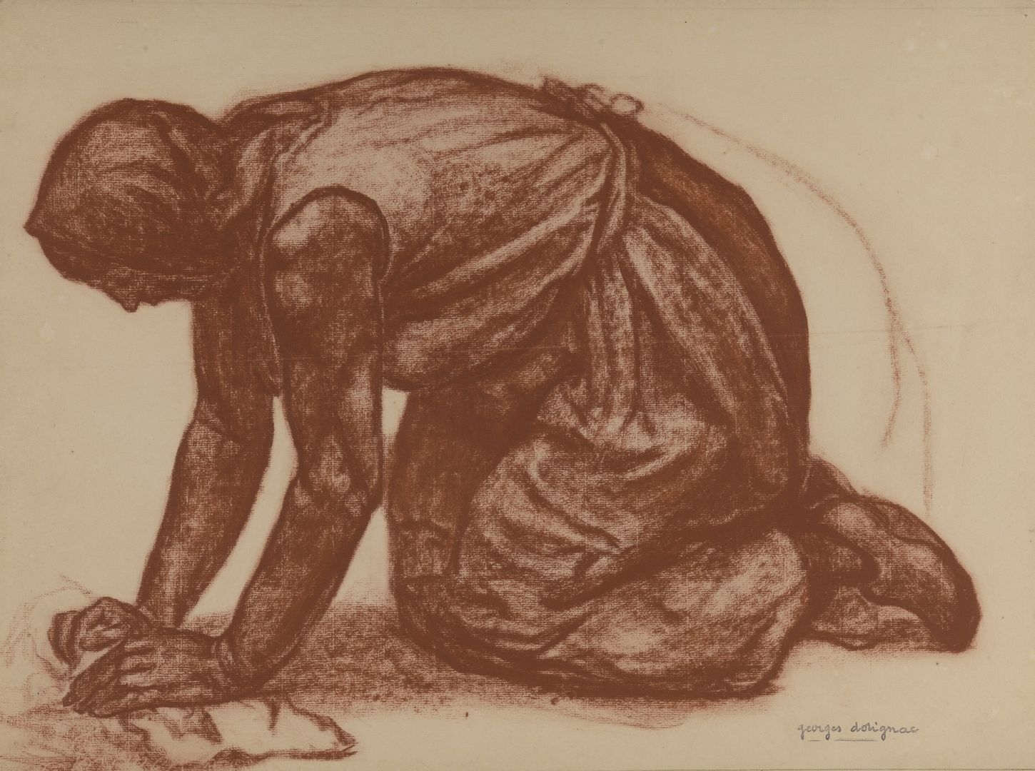 Georges Dorignac | Kneeling Woman at Work also known as Washing the ...