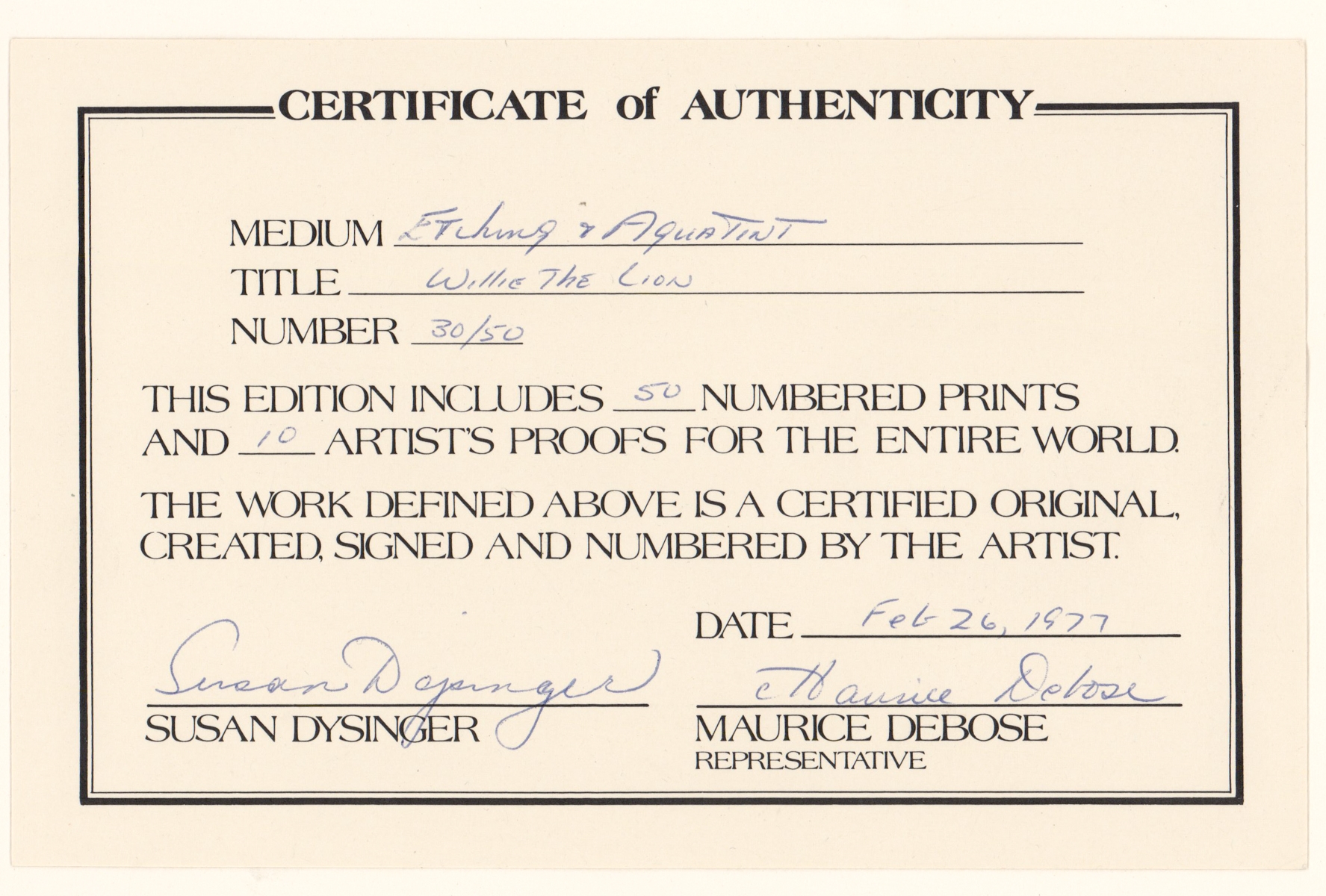 Susan Dysinger | Willie The Lion | MutualArt