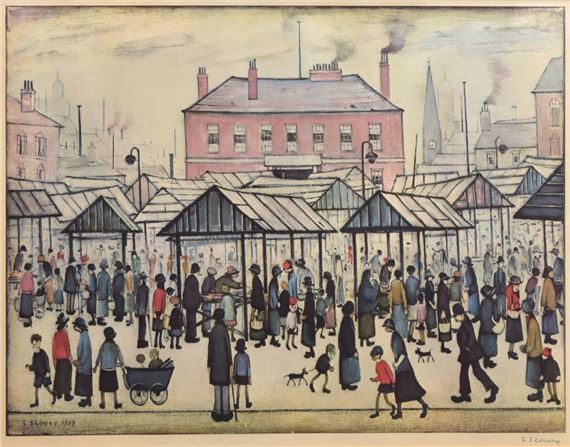 Laurence Stephen Lowry | 'Market Scene in a Northern Town | MutualArt
