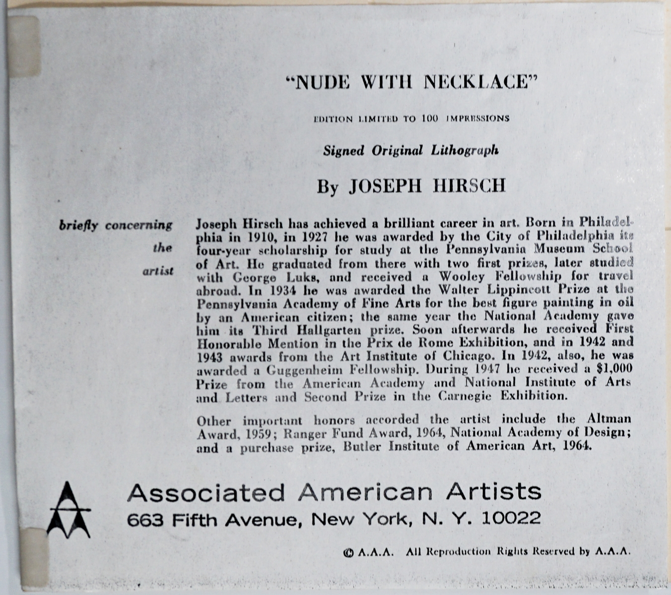 Joseph Hirsch | Untitled | MutualArt