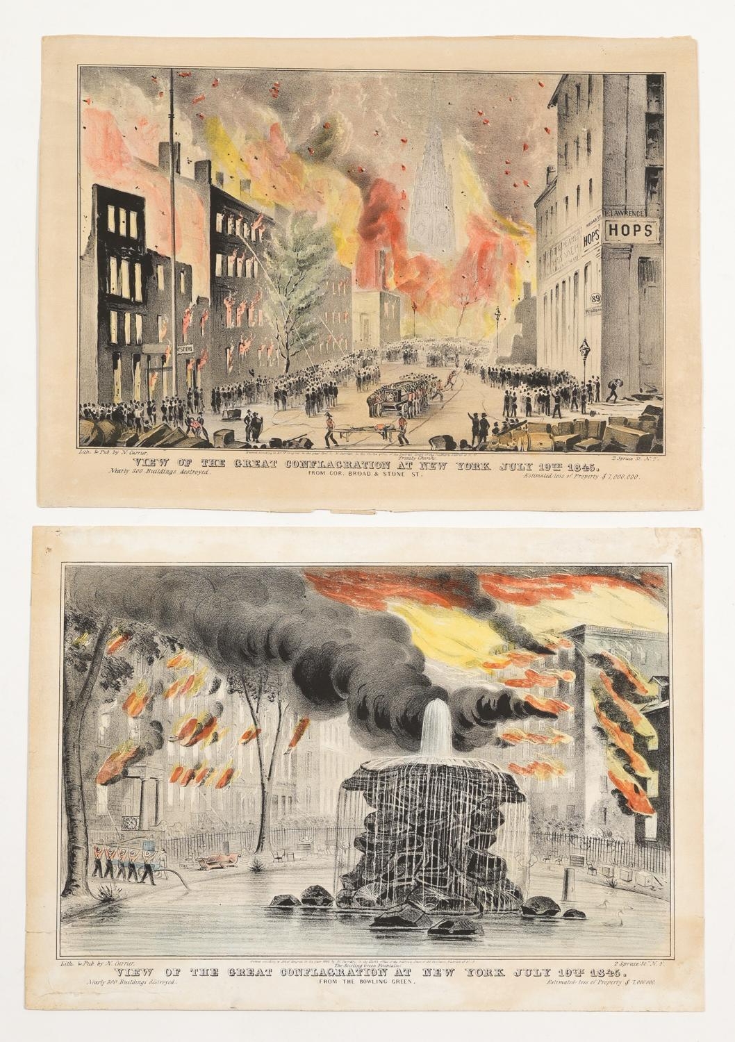 Nathaniel Currier | View of the Great Conflagration at New York, From ...