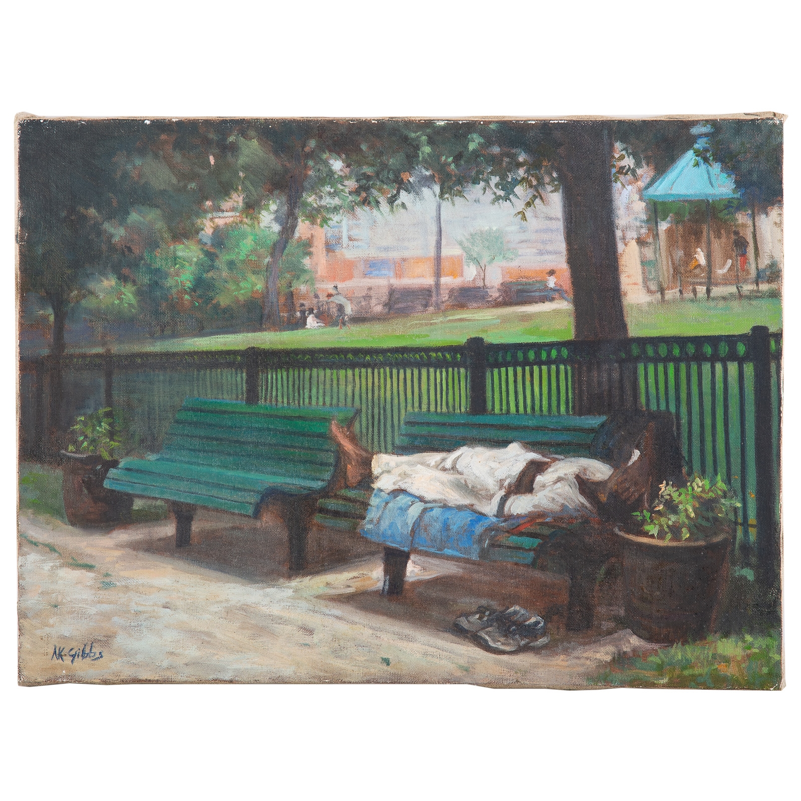Nathaniel Gibbs | Relaxation on Park Bench | MutualArt