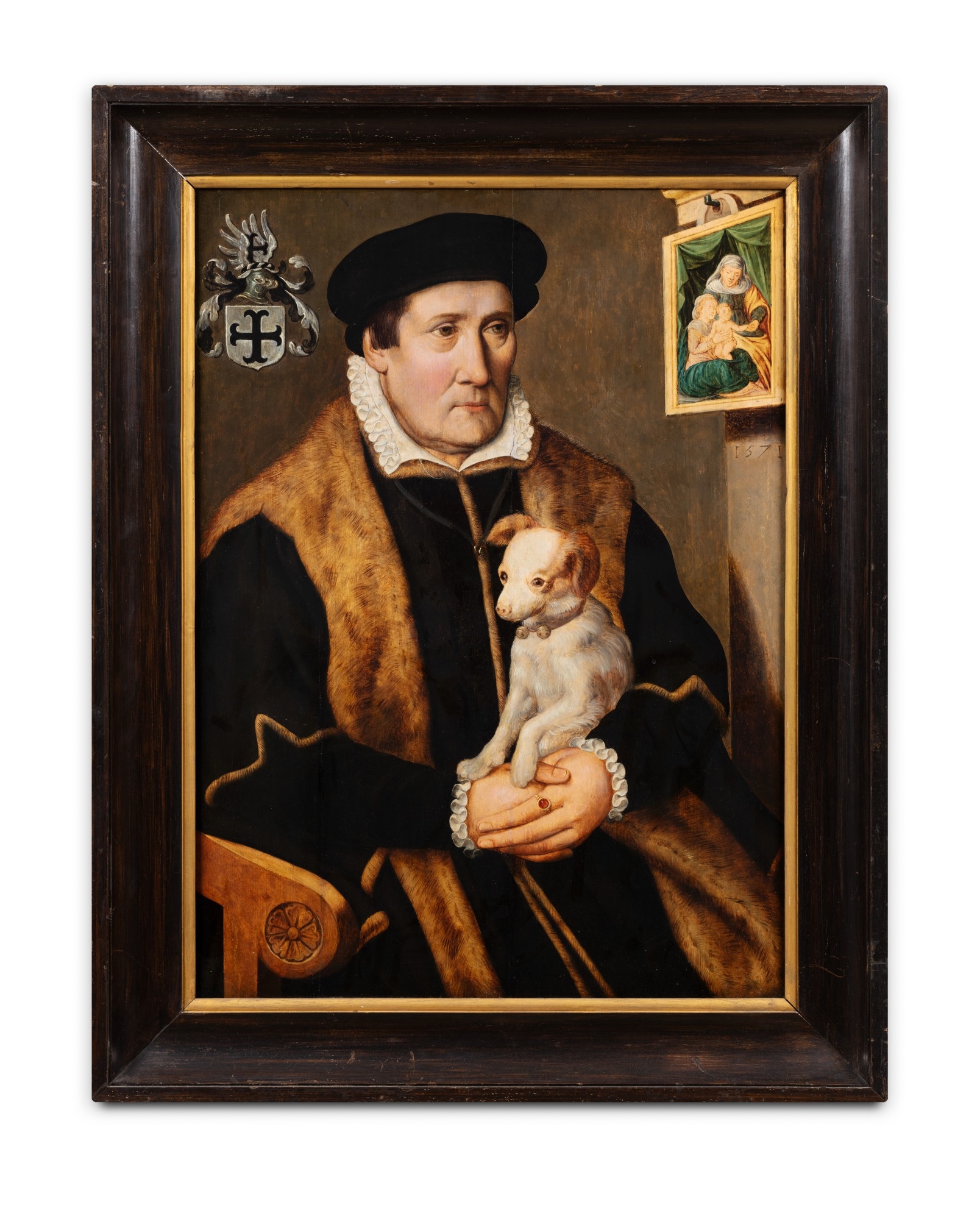Dutch School, 16th Century | Portrait of a man holding a dog in his ...