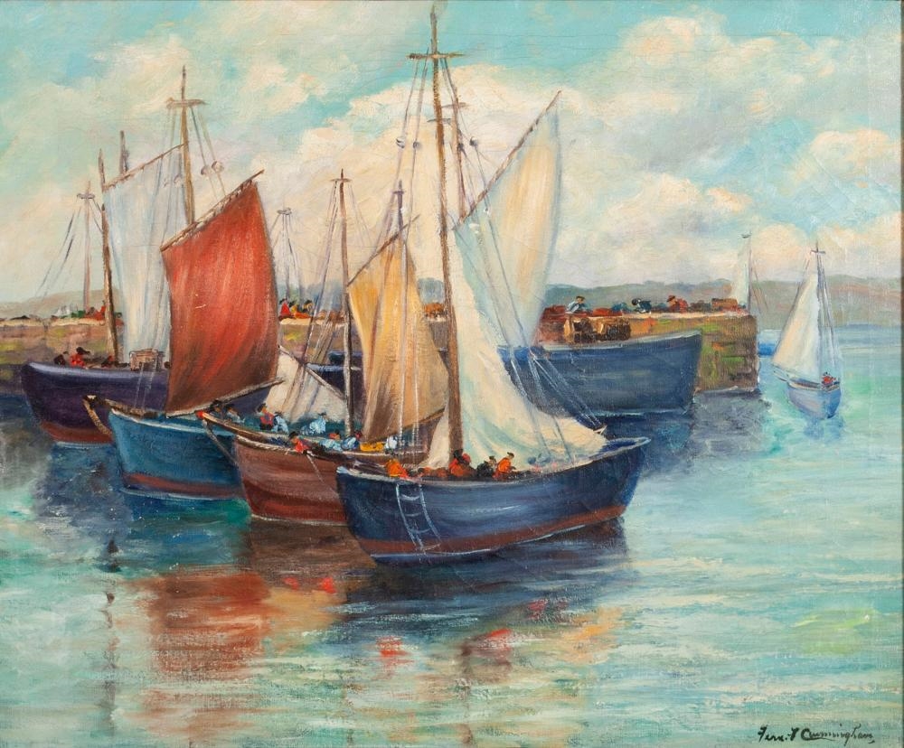 Fern Cunningham | Bright harbor scene on a sunny day | MutualArt