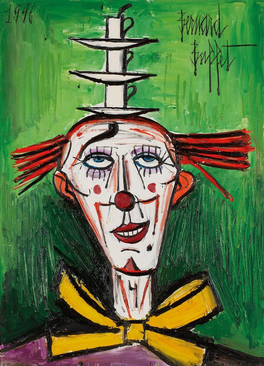 Bernard Buffet | Clown aux tasses à café (1996) | MutualArt