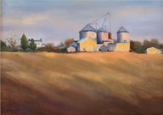 Jayne Bellows | Country Landscape with Farm and Silos | MutualArt
