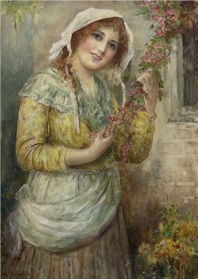 William Joseph Carroll | Country Girl Holding Blossom | MutualArt