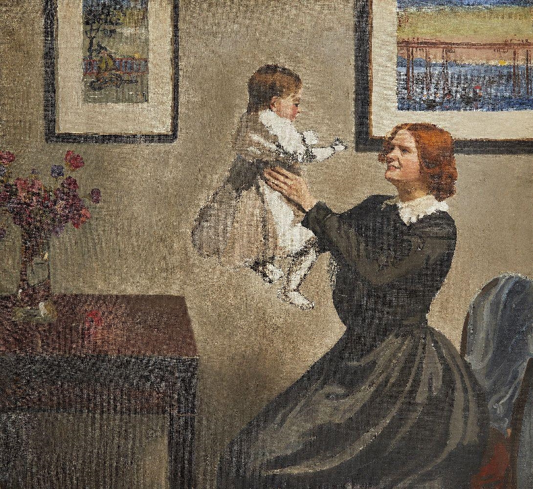 Sir William Rothenstein | Mother and child in an interior with a vase ...