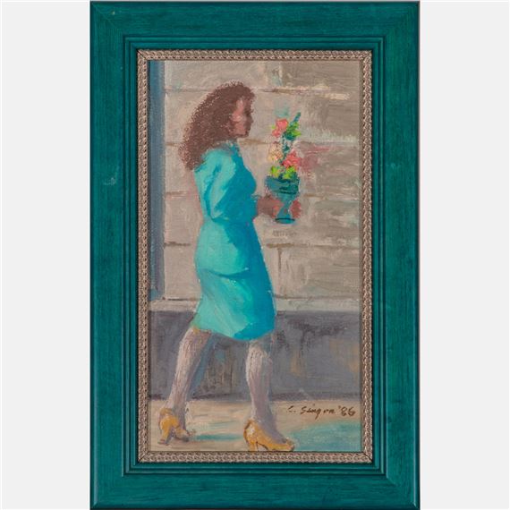 Singer Clyde | Girl in Green Carrying Plant (1986) | Artwork ...