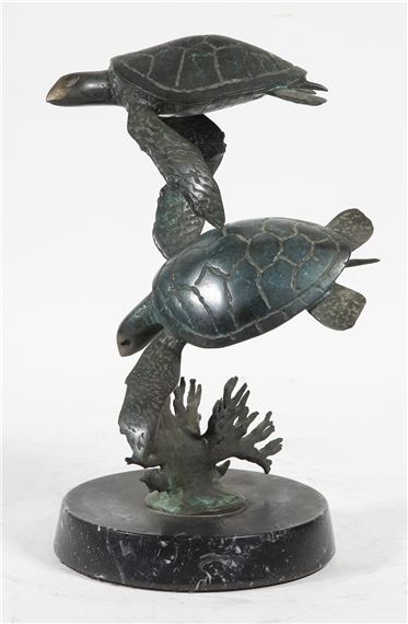 Dale Joseph Evers | Wildlife Sculpture of Two Sea Tortoises | MutualArt