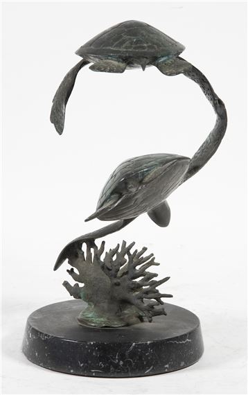 Dale Joseph Evers | Wildlife Sculpture of Two Sea Tortoises | MutualArt