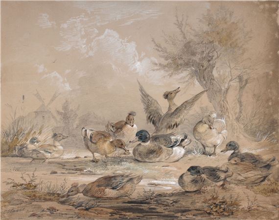 Ernst Hasse | Enten am Wasser (1850) | MutualArt