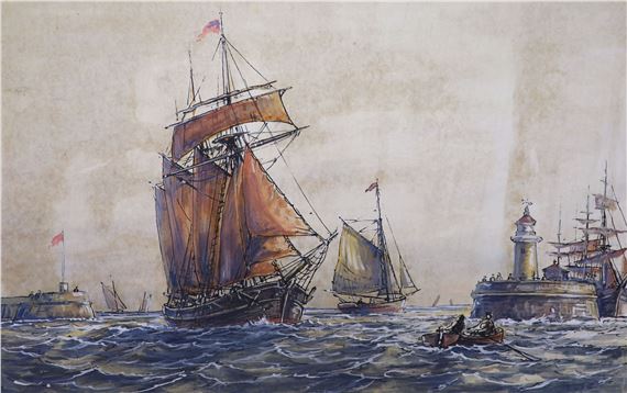 Max Parsons | a group of five watercolour drawings of sailing clippers ...