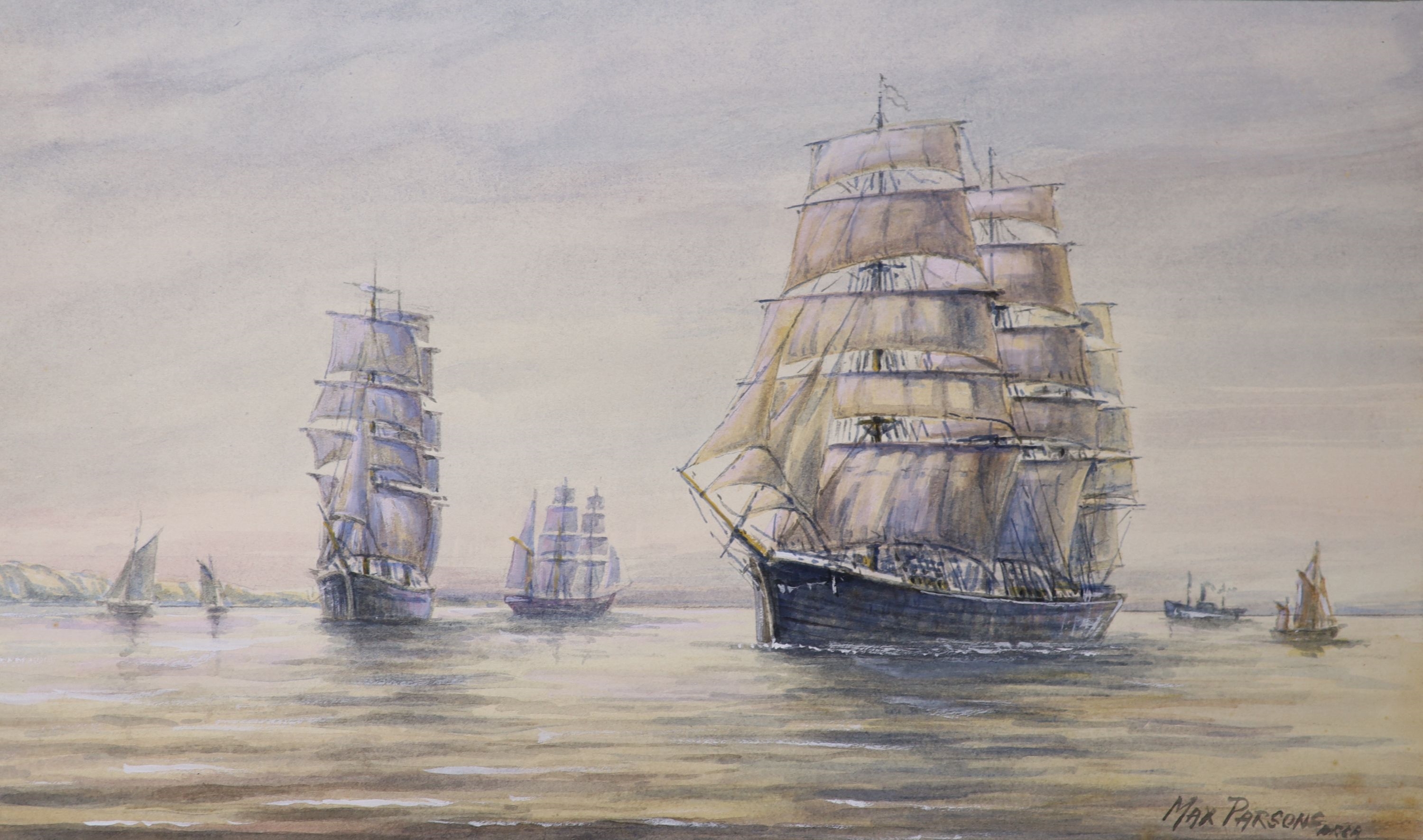 Max Parsons | a group of five watercolour drawings of sailing clippers ...