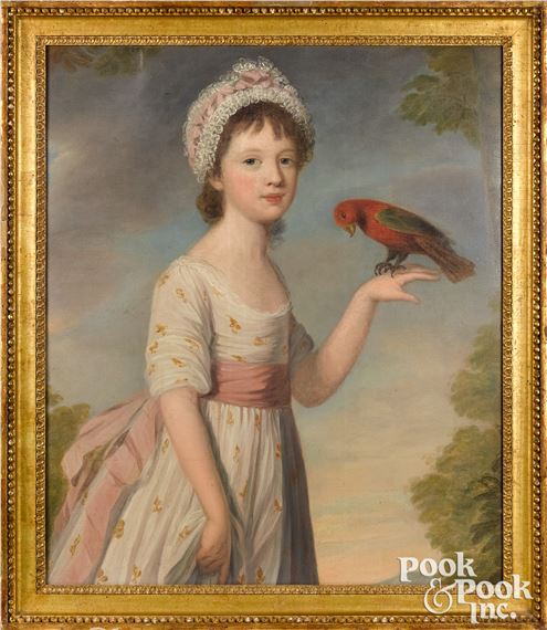 Katherine Read | Portrait of a young girl with bird (Late 18) | MutualArt