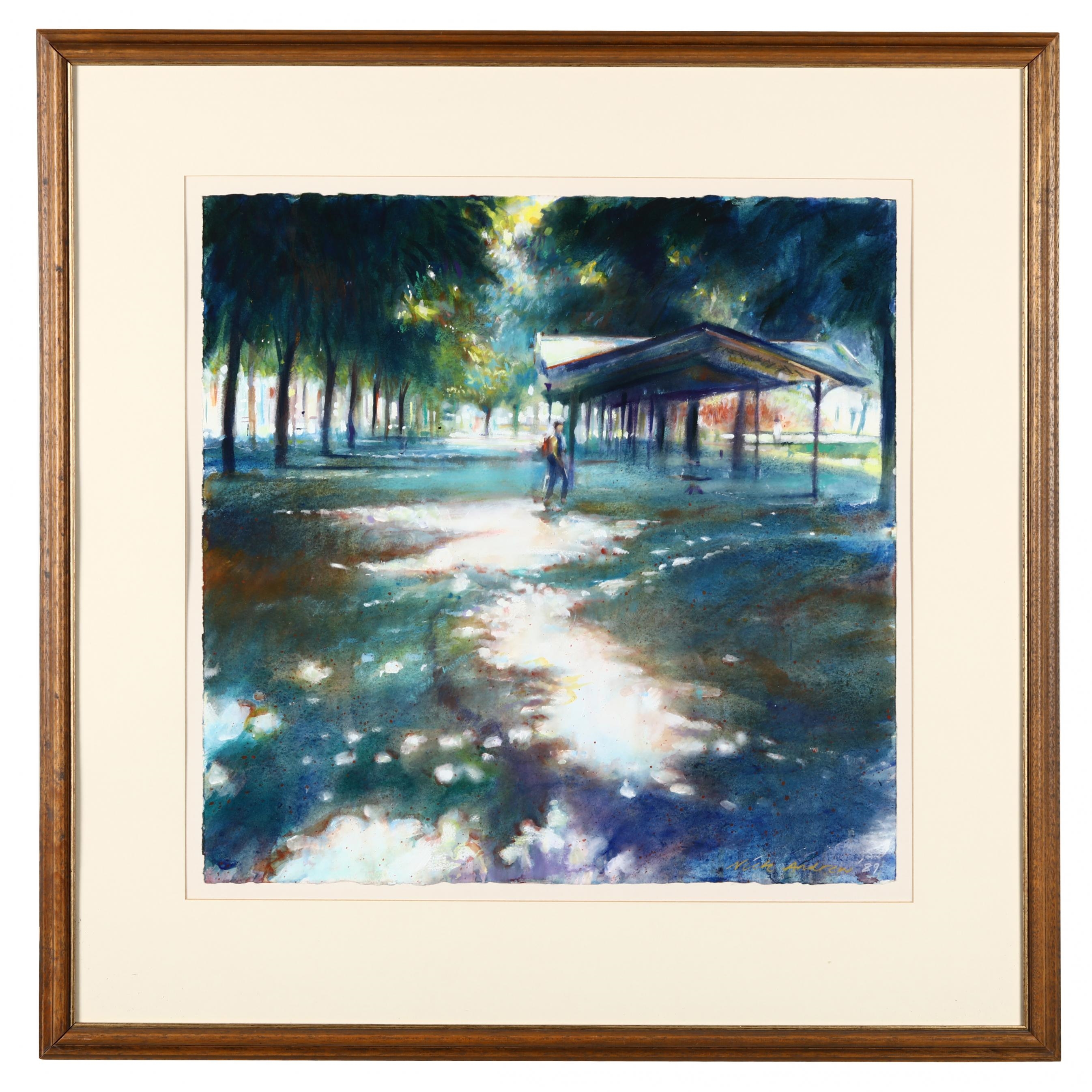 Nick Andrew | Park Scene with Figure (1989) | MutualArt