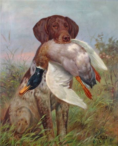 Caspar von Reth | Jagdhunde mit erlegtem Wild (1912) | MutualArt