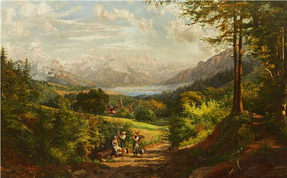 Charles Jones Way | Mountainous Landscape with Figures (1876) | MutualArt