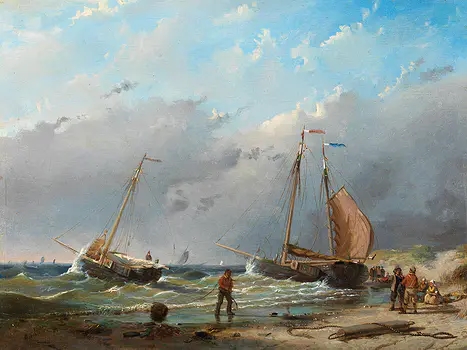 Andreas Schelfhout | View of the end of the canal (1858) | MutualArt