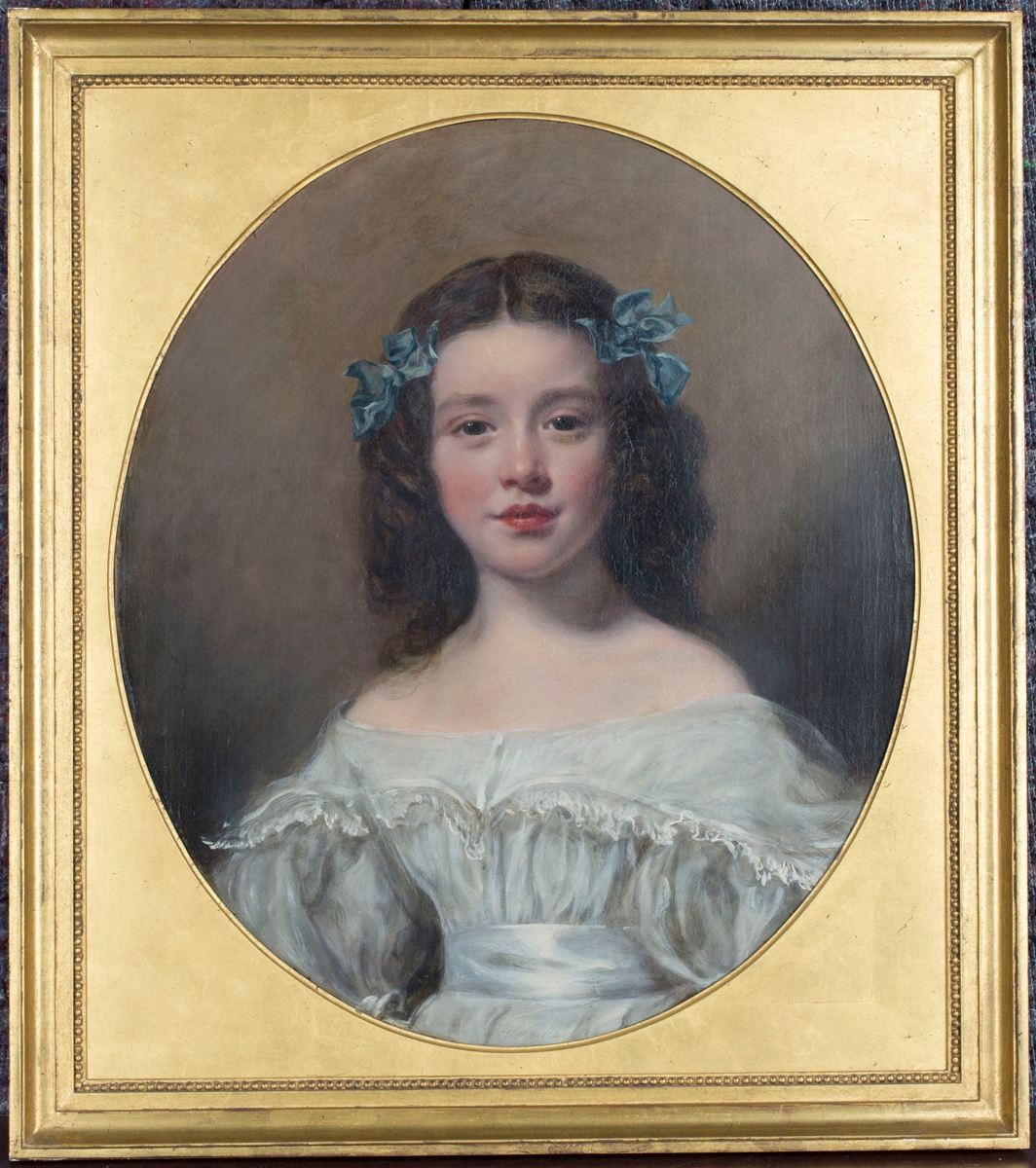 Hermann Winterhalter | Portrait of a Girl with Blue Ribbons in Her Hair ...