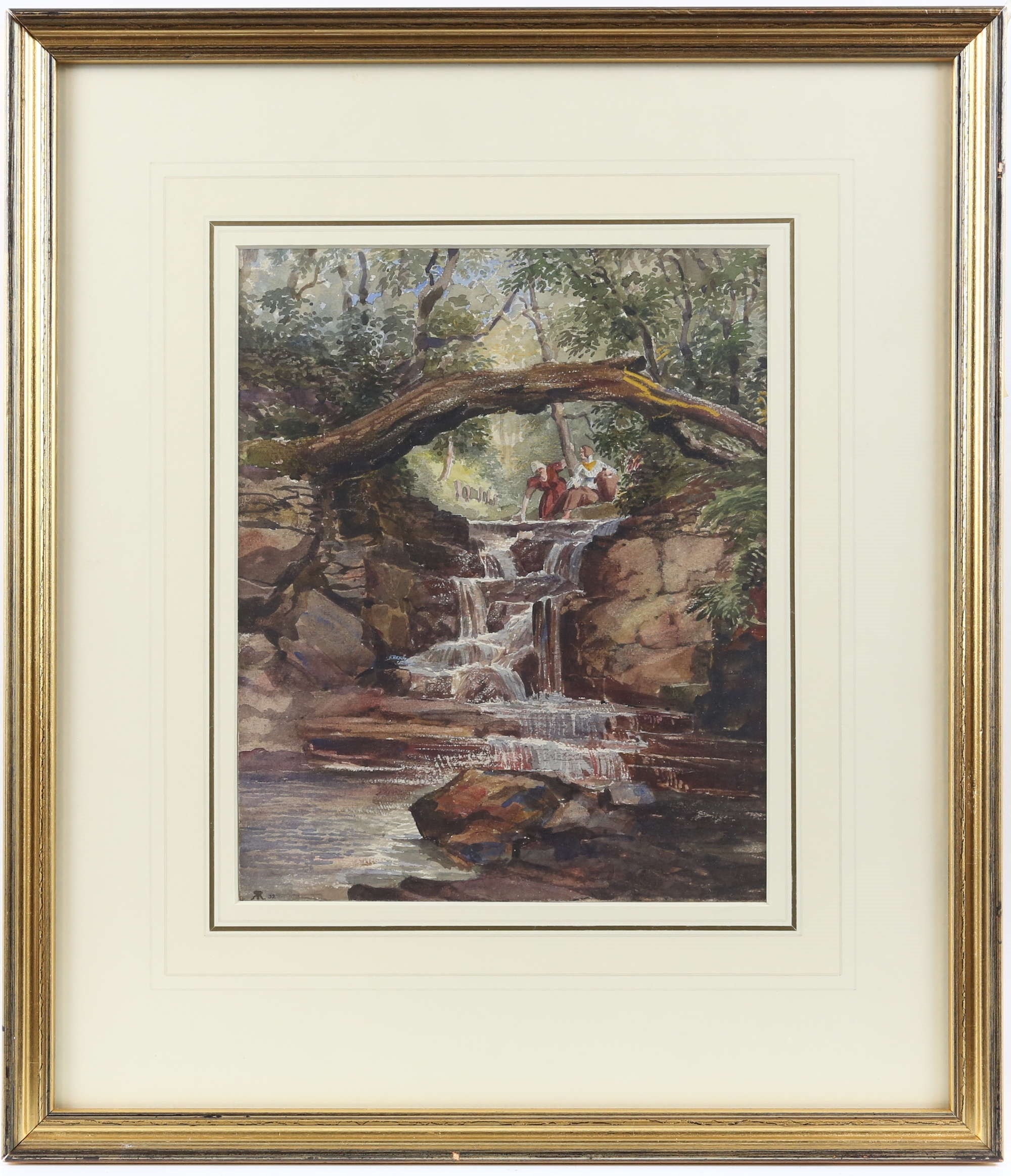 Richard Redgrave | waterfall and figures amongst trees | MutualArt
