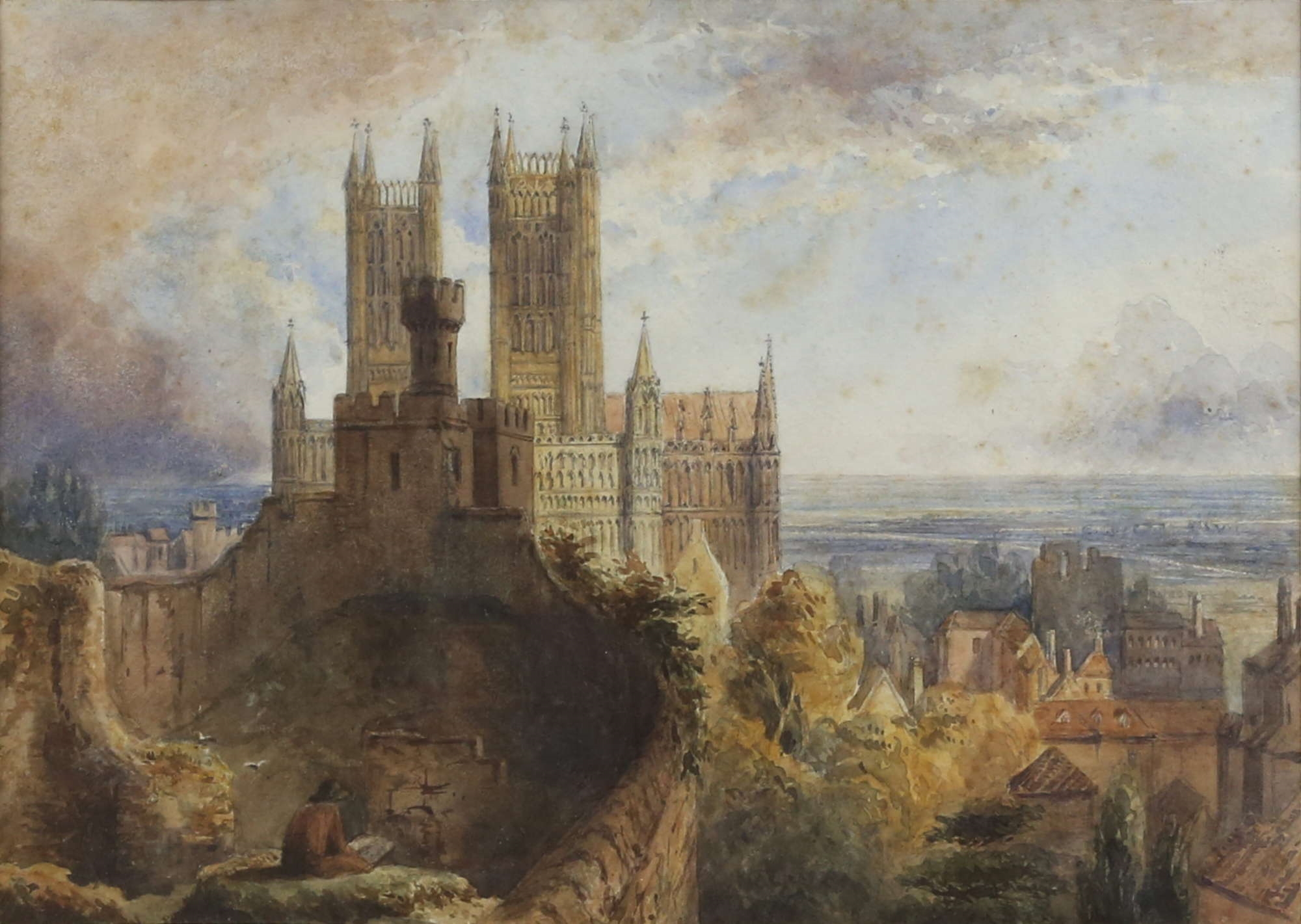 William Henry Bartlett | an artist sketching by Lincoln Cathedral ...