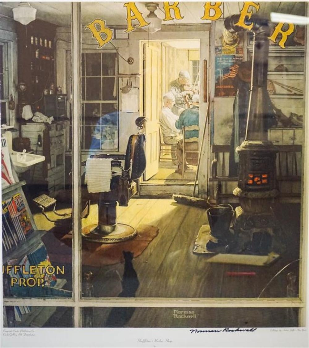 Norman Rockwell | Shuffleton's Barber Shop | MutualArt