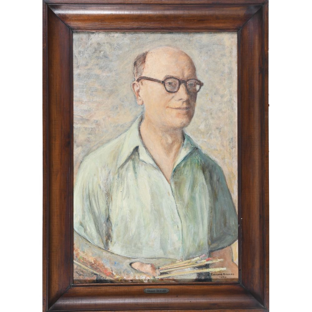 Edouard Richard | Portrait du peintre à la palette (1949) | MutualArt