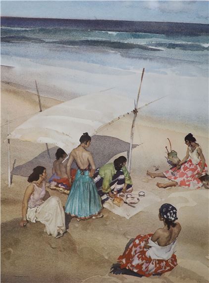 William Russell Flint | Picnic on the beach | MutualArt