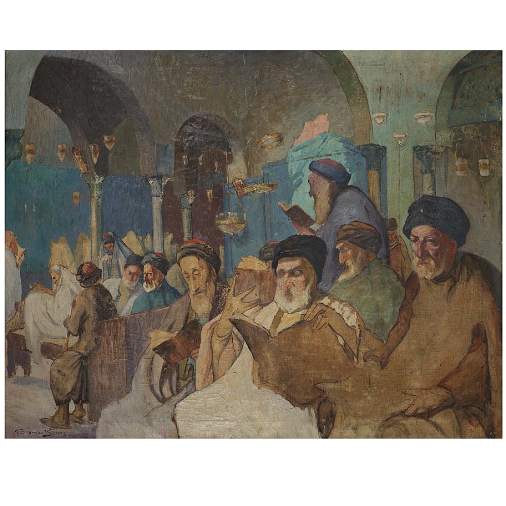 Maurice Bismouth | PRAYING RABBIS IN THE OLD SYNAGOGUE | MutualArt